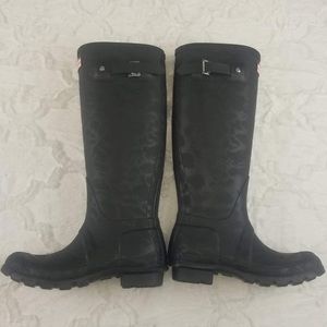Hunter | Shoes | Hunter Rare Black Water Texture Rain Boots Matte ...